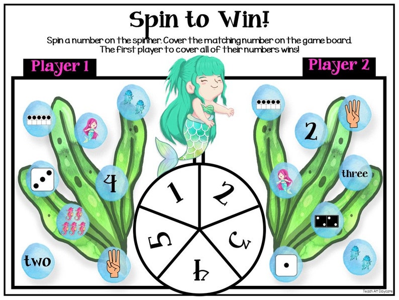 10 Printable Mermaids Themed Kindergarten Math Center Games and ...