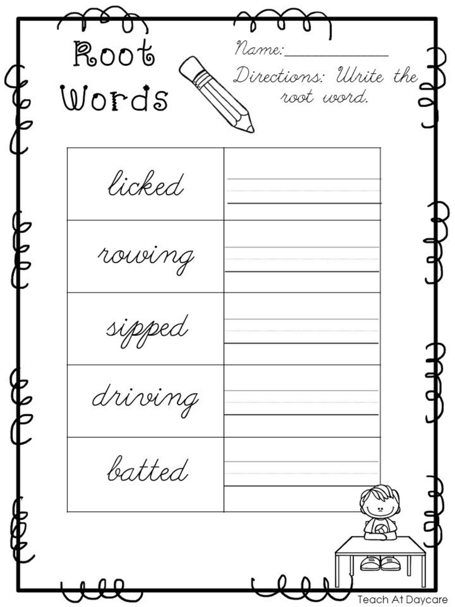 10 Printable Cursive Root Words Worksheets. 1st-3rd Grade ELA ...