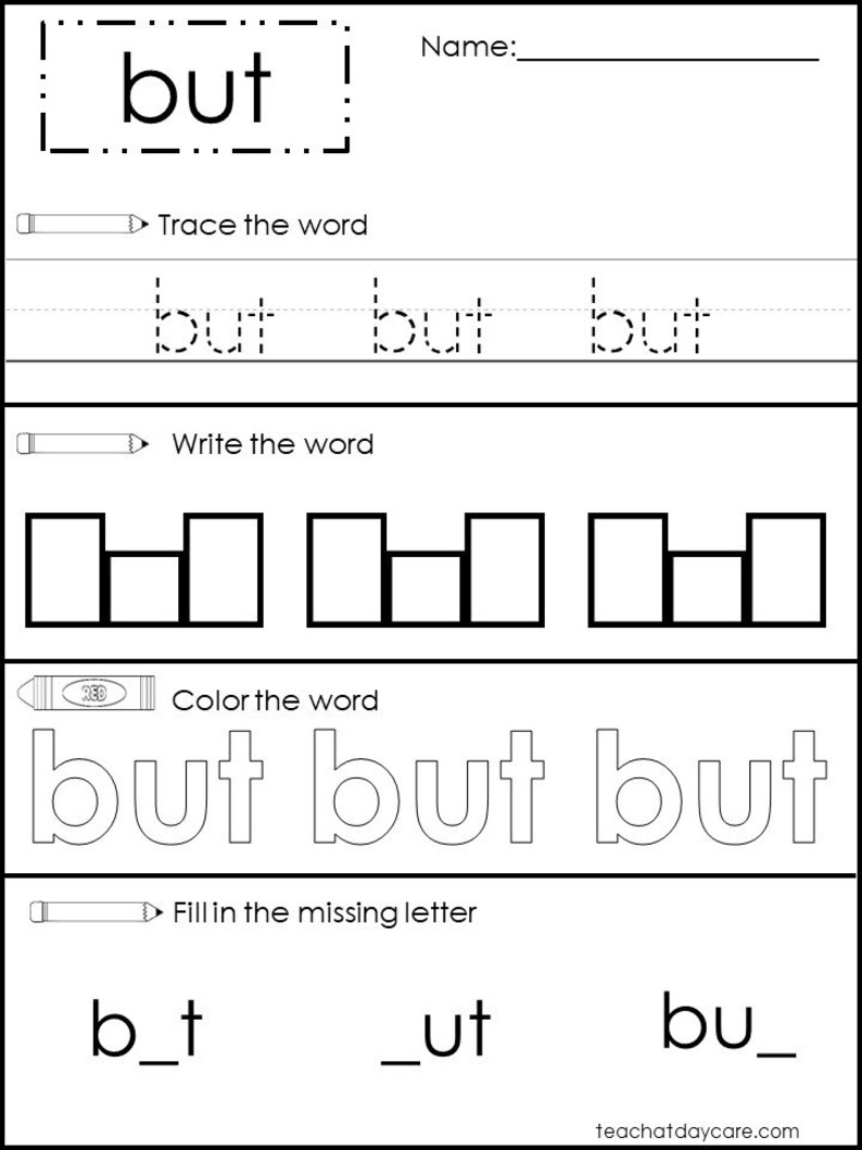 52 Printable Dolch Primer Word Work Worksheets. Kindergarten ...