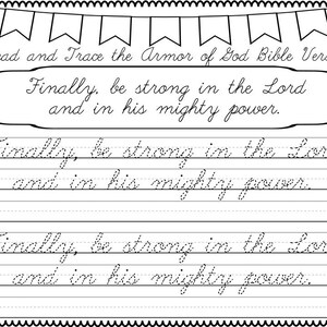 Ephesians 6:10-20 Armor of God Bible Verse Tracing and Handwriting ...