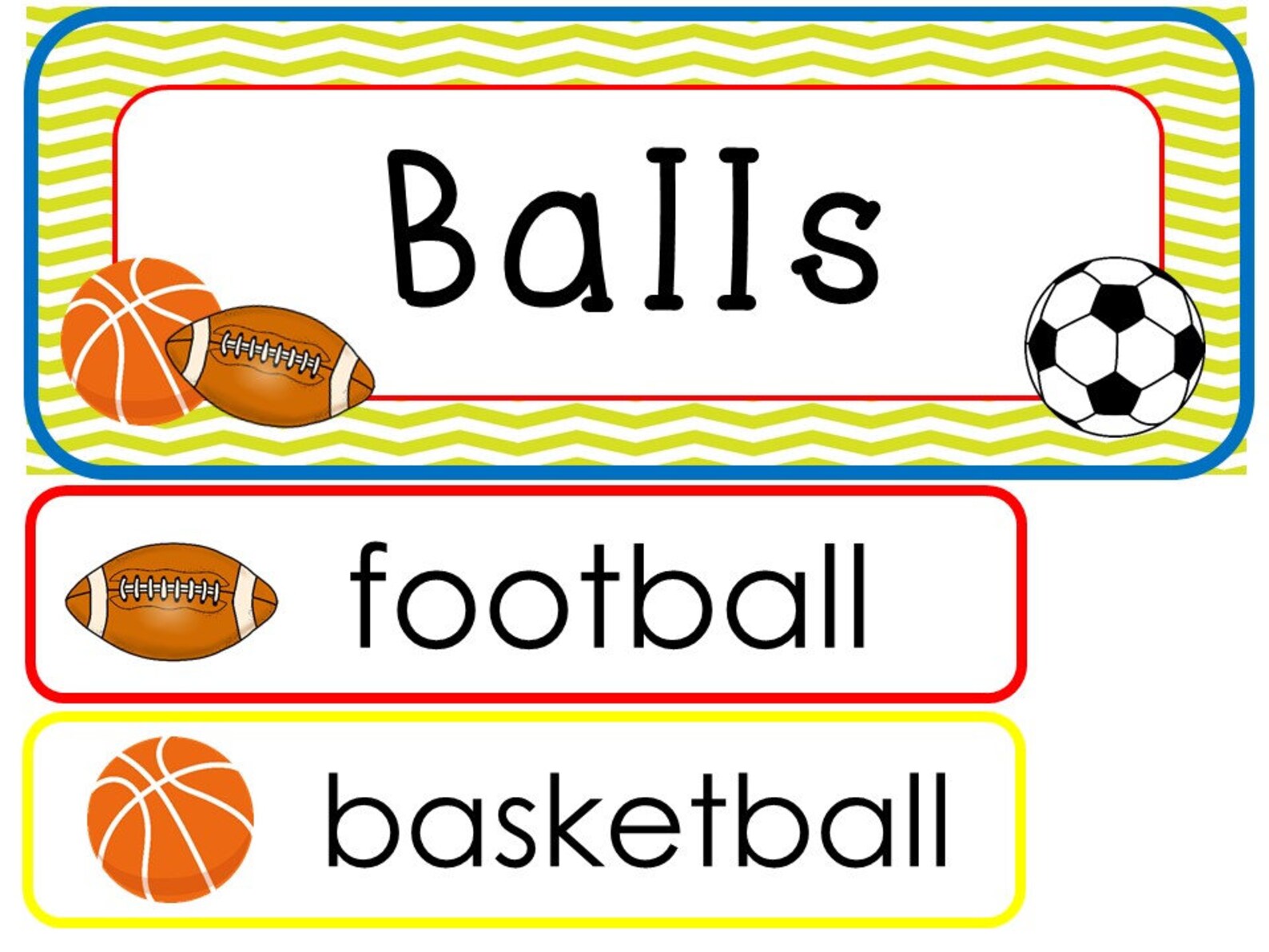 Playground Balls Single Week Themed Word Wall Set. Classroom | Etsy