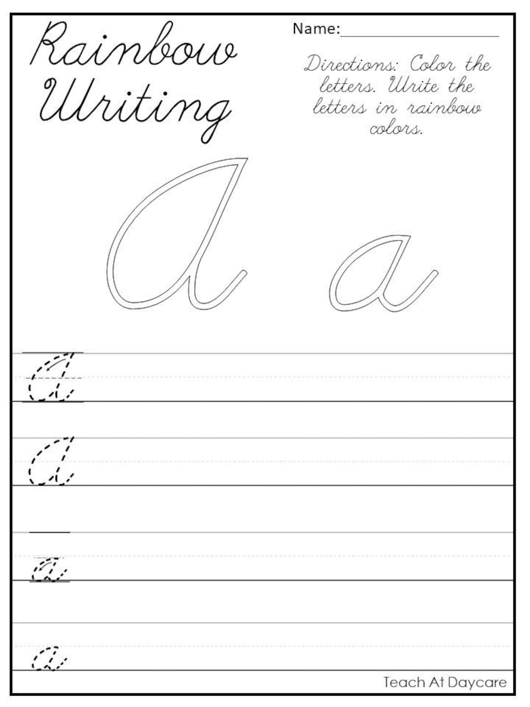 26 Printable Cursive Alphabet Rainbow Trace and Write the Letters ...