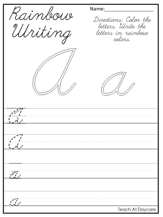 26 Printable Cursive Alphabet Rainbow Trace and Write the | Etsy