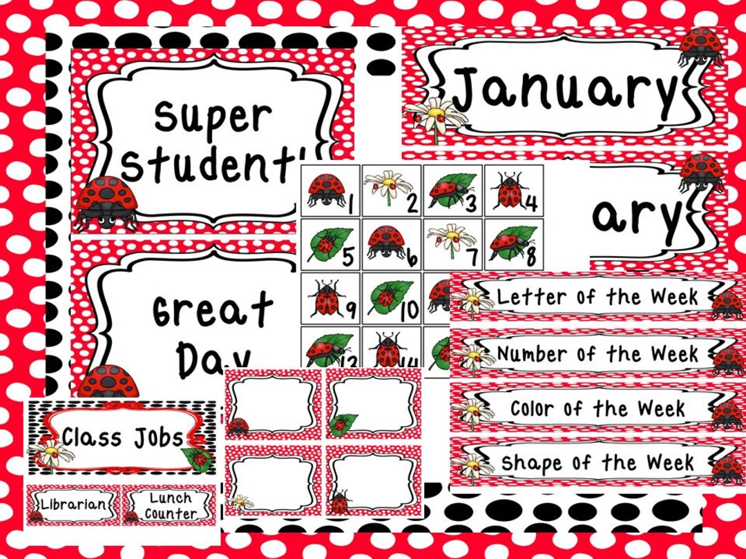 Ladybugs Themed Printable Classroom Accessories and Decor Bulletin ...