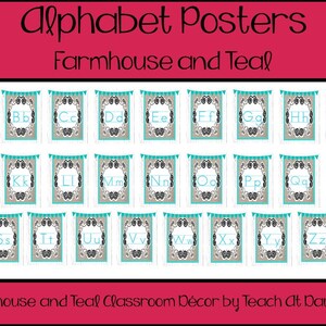 26 Printable Farmhouse and Teal Alphabet Posters. 8x10 Classroom ...
