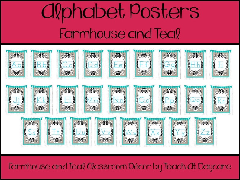 26 Printable Farmhouse and Teal Alphabet Posters. 8x10 - Etsy