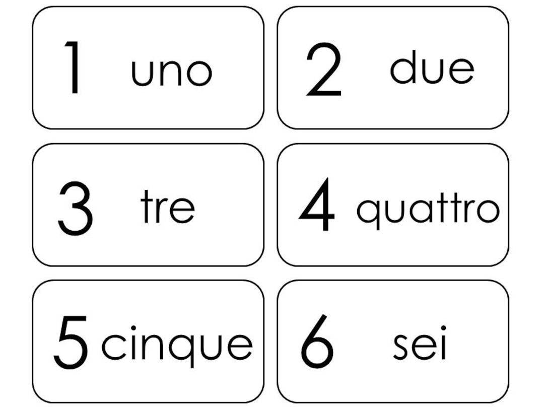 20 Printable Italian Numbers 1-20 Flashcards. Preschool Thru Third ...