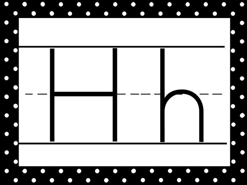 26 Printable Black and White Polka Dot Alphabet Posters. 8x10 | Etsy