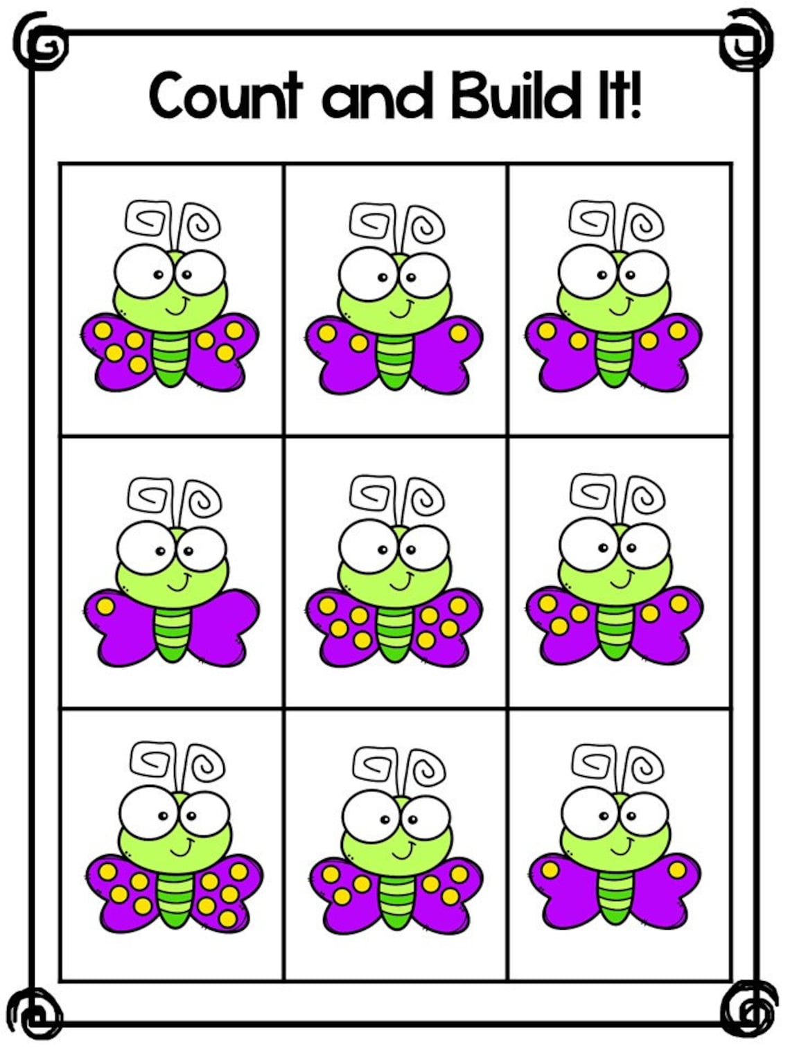 20 Printable Count and Build Worksheets/Work Mats. 10 Colored | Etsy