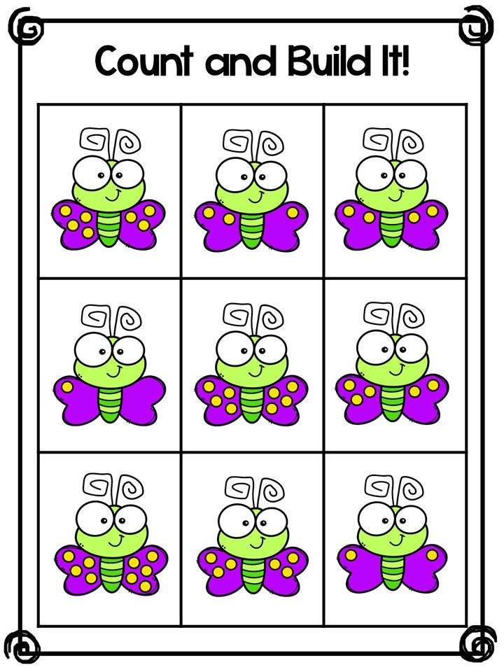20 Printable Count and Build Worksheets/Work Mats. 10 Colored | Etsy