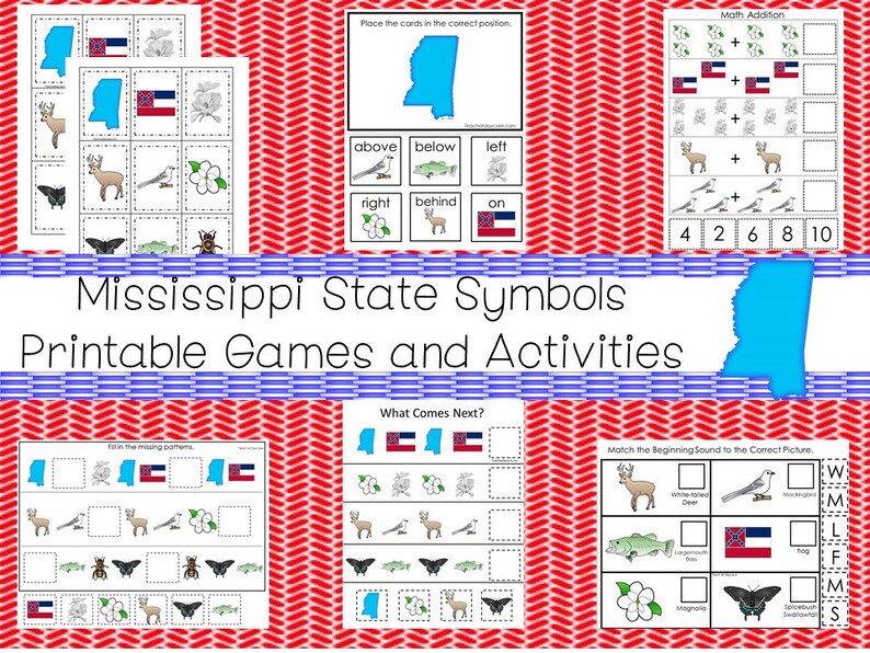 30 Mississippi State Symbols themed Learning Games Download. | Etsy