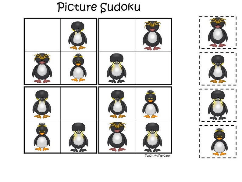 30 Penguins Printable Preschool Educational Games Download. - Etsy