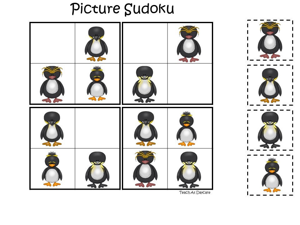30 Penguins Printable Preschool Educational Games Download. Games and ...