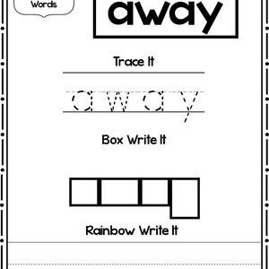 40 Printable Dolch Pre-primer Sight Words Read It, Trace It, Box Write ...
