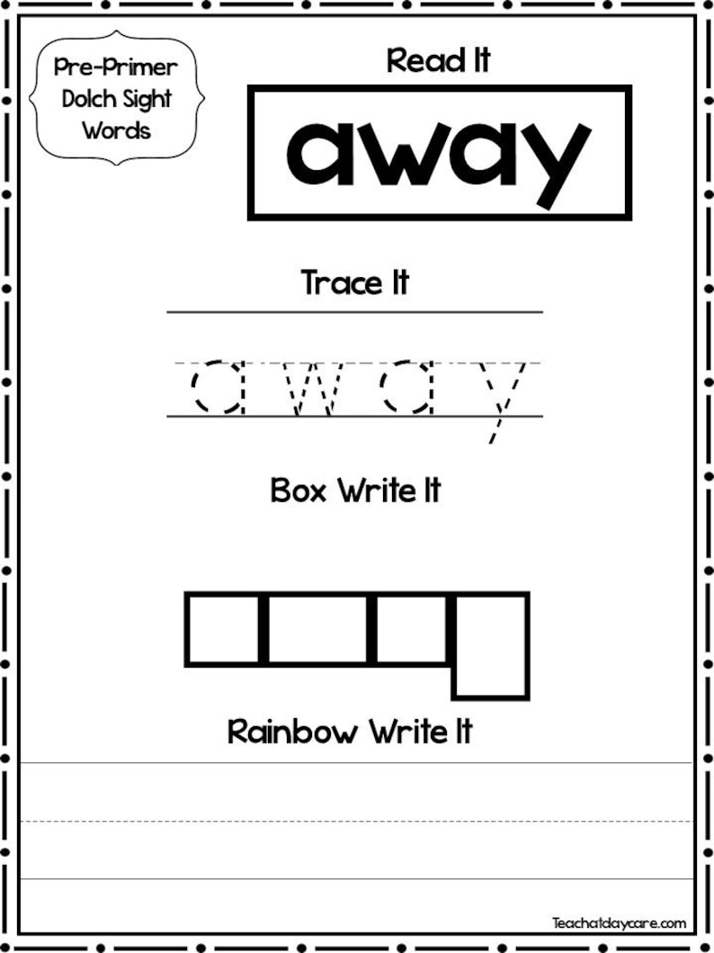 40 Printable Dolch Pre-primer Sight Words Read It Trace It - Etsy