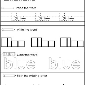 40 Printable Dolch Pre-primer Word Work Worksheets. Prek-kindergarten ...