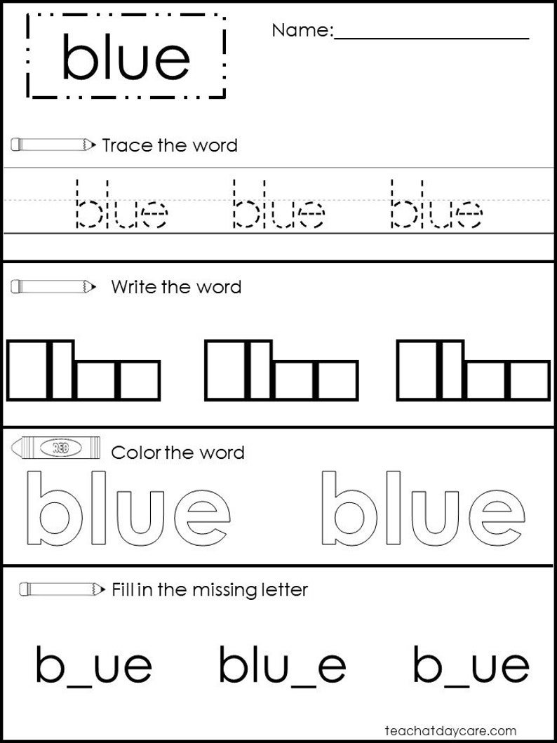 40 Printable Dolch Pre-primer Word Work Worksheets. Prek-kindergarten ...
