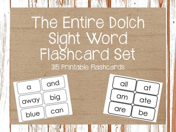 The Entire Dolch Set. Pre-primer Through 3rd Grade and 95 | Etsy