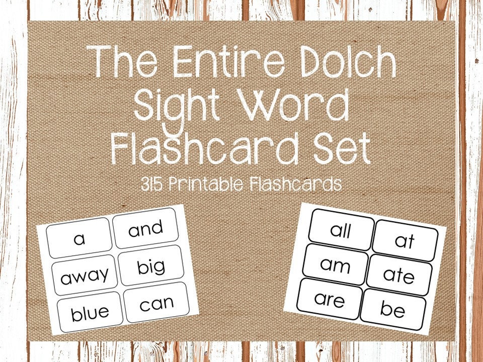 The Entire Dolch Set. Pre-primer Through 3rd Grade and 95 - Etsy Canada