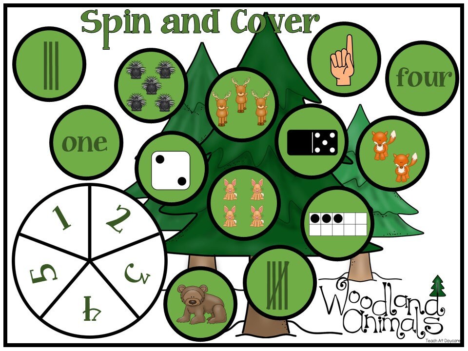 10 Printable Woodland Animals Themed Kindergarten Math Center Games and ...