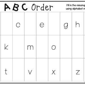 4 Printable ABC Order Work Mats/worksheets. Preschool-kindergarten ...