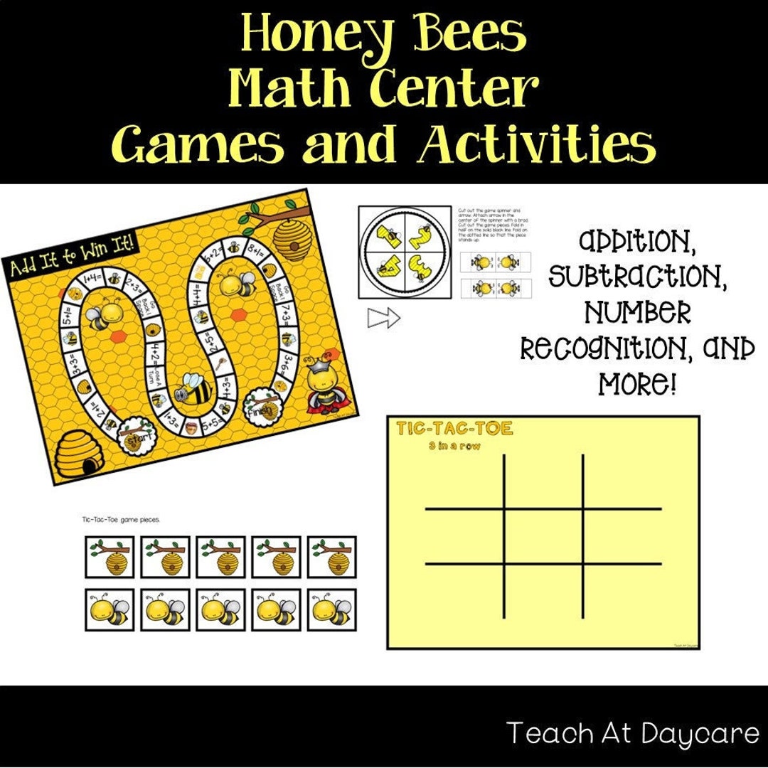 10 Printable Honey Bees Themed Kindergarten Math Center Games and ...