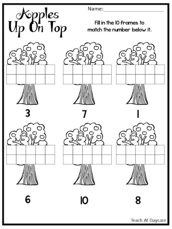 12 Printable Apple Ten Frame Worksheets. | Etsy Australia