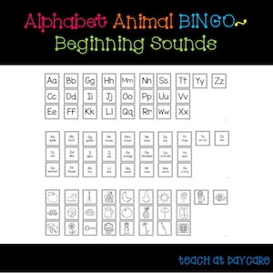 Alphabet Phonics Bingo Game and Worksheets. Color & Black and White ...
