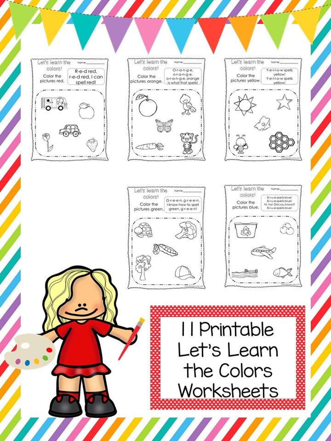 11 Spell and Color Worksheets. Preschool and Kindergarten Science and ...