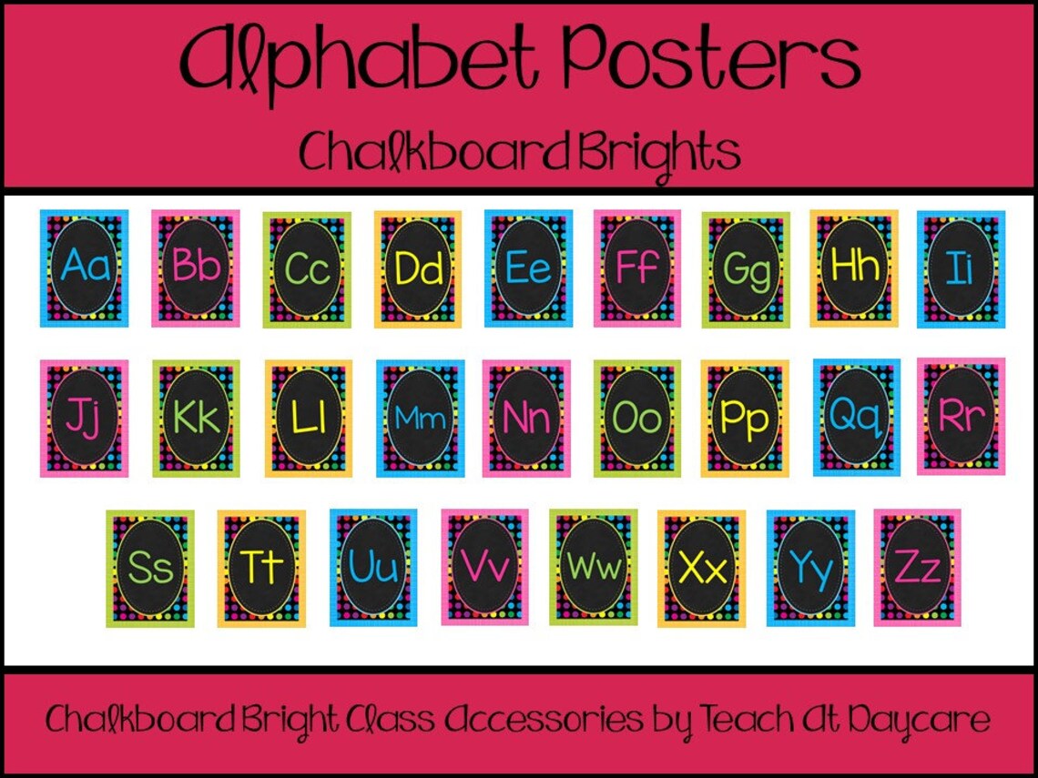 26 Printable Chalkboard Brights Alphabet Posters. 8x10 Classroom ...
