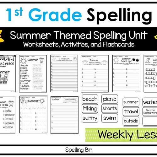 First Grade Summer Themed Words Spelling Activity. - Etsy
