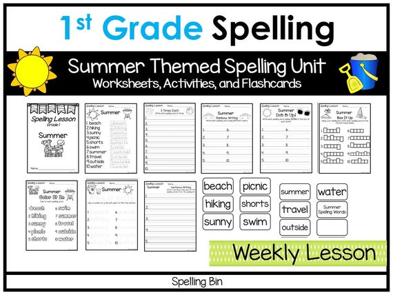 First Grade Summer Themed Words Spelling Activity. | Etsy