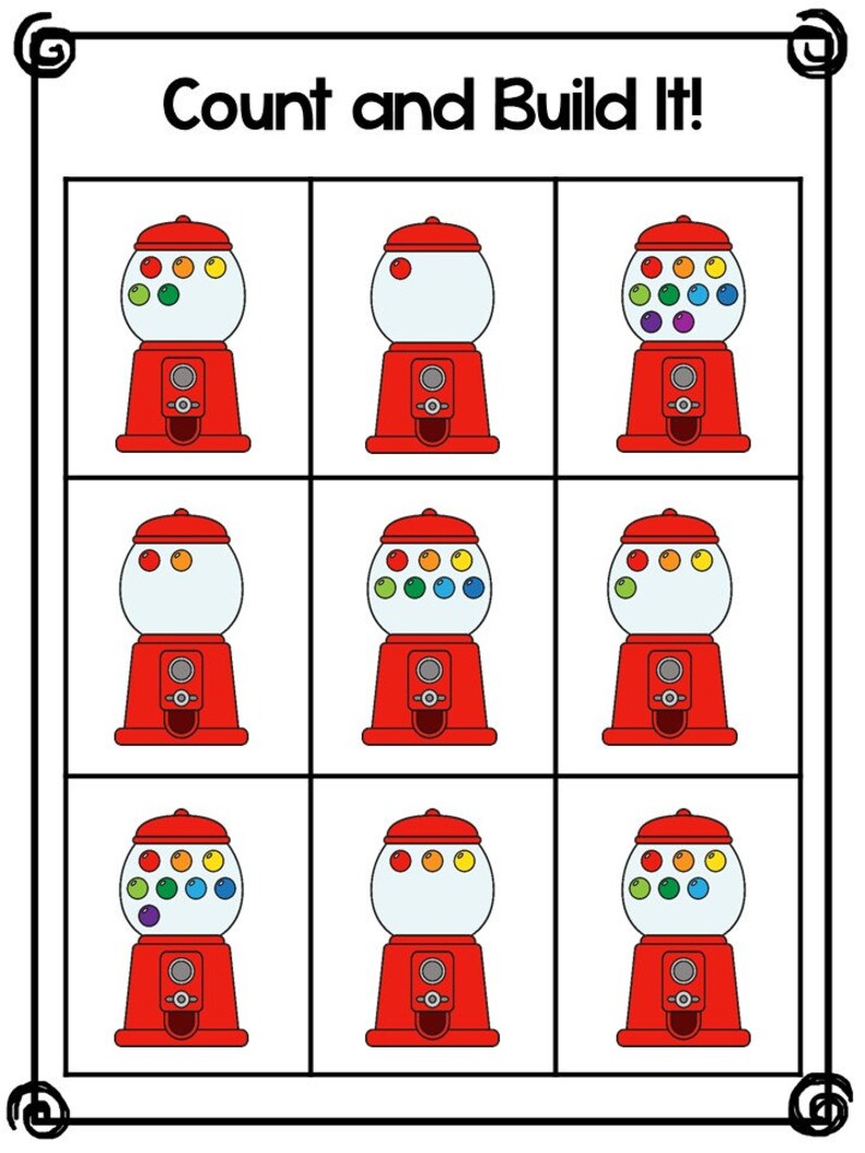20 Printable Count and Build Worksheets/work Mats. 10 Colored | Etsy