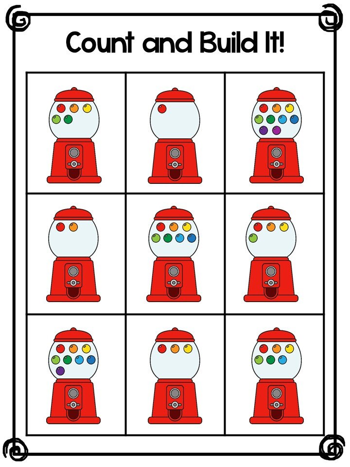 20 Printable Count and Build Worksheets/Work Mats. 10 Colored | Etsy