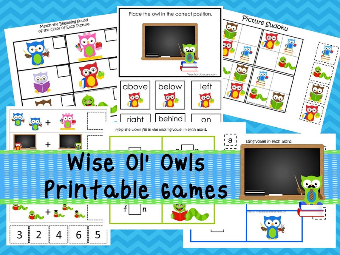 30 Wise Ol' Owls Games Download. Games and Activities in | Etsy