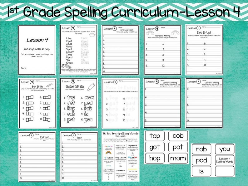 1st Grade Spelling Curriculum Unit. 38 Weekly Lessons. Prints | Etsy
