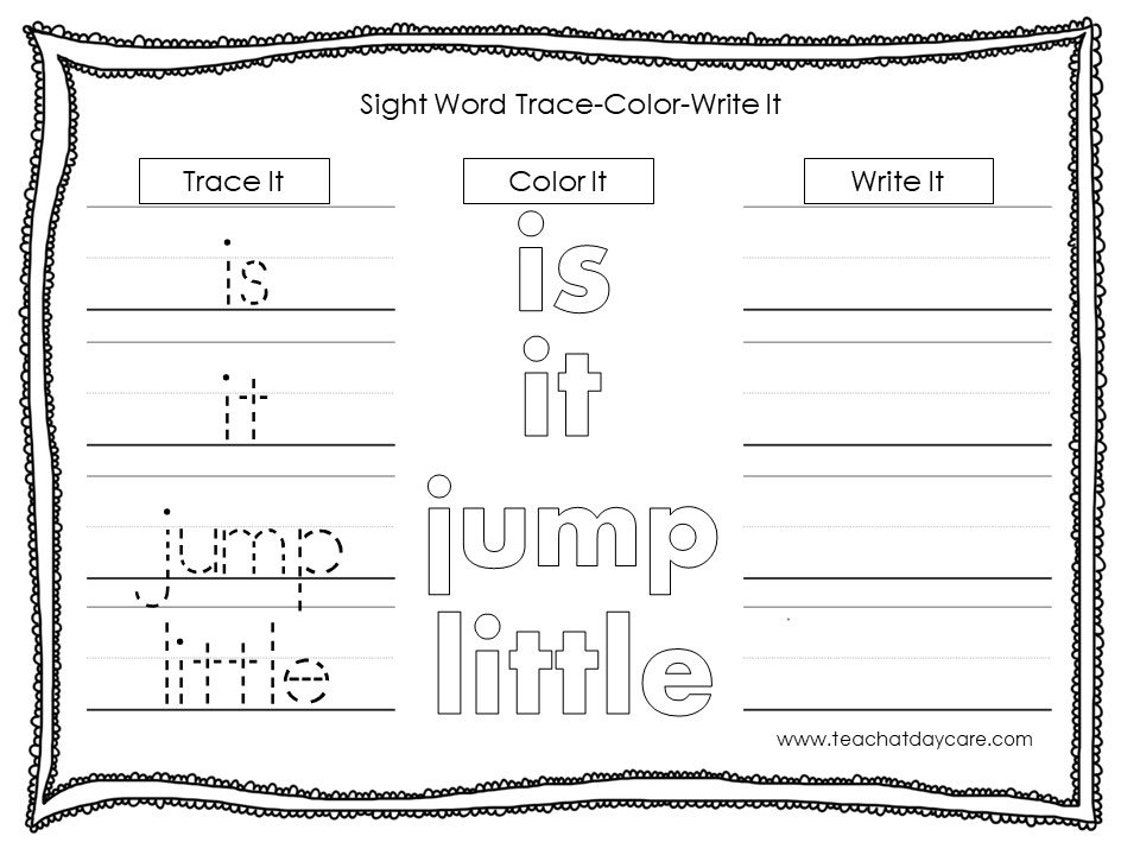 10 Printable Dolch Pre-primer Sight Words Trace It Color It | Etsy