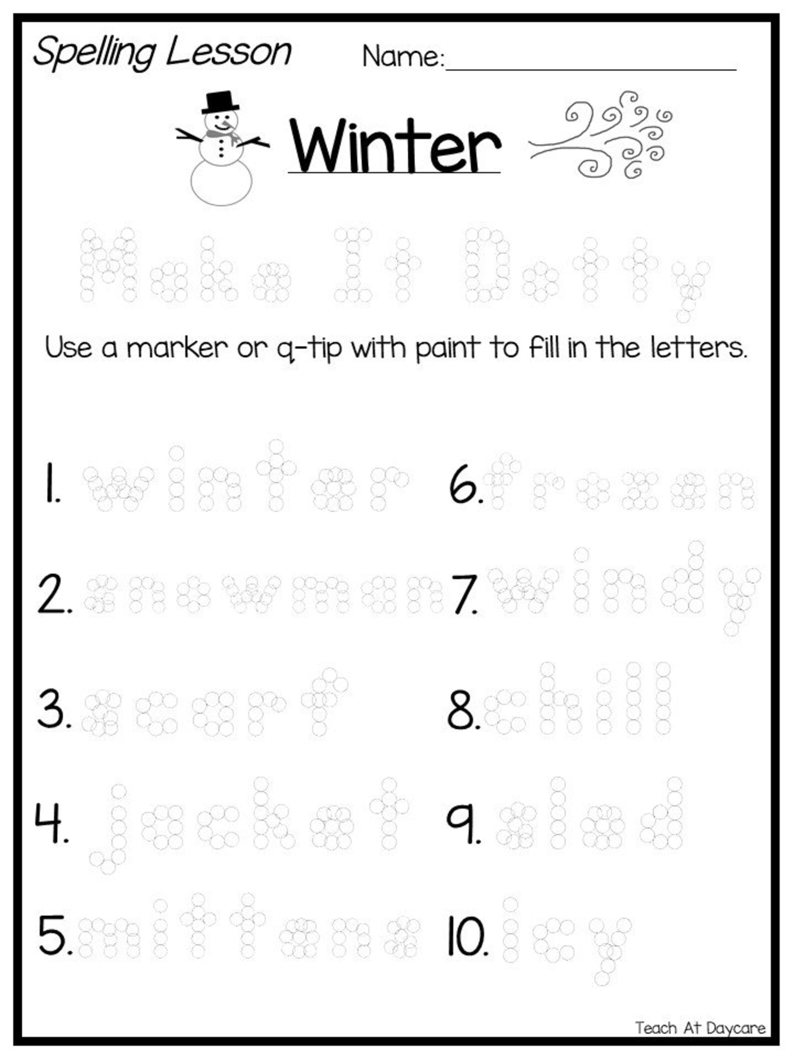 First Grade Winter Themed Words Spelling Activity. Supplemental ...