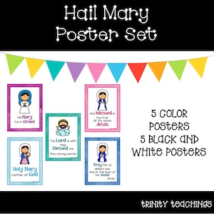 10 Hail Mary Posters. 5 Color, 5 Black and White. Classroom, Youth ...