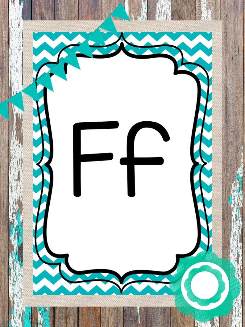 26 Printable Rustic and Teal Alphabet Posters. 8x10 Classroom | Etsy