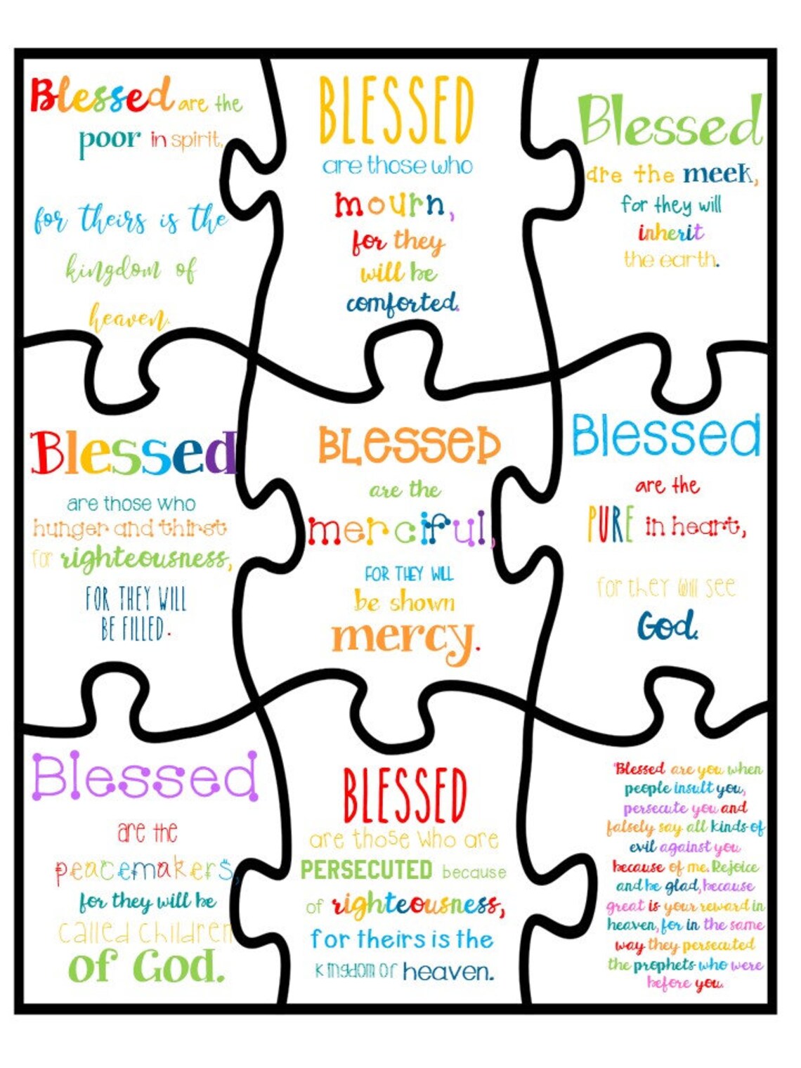 The Beatitudes Learning Packet. Activities and Worksheets. Color and ...