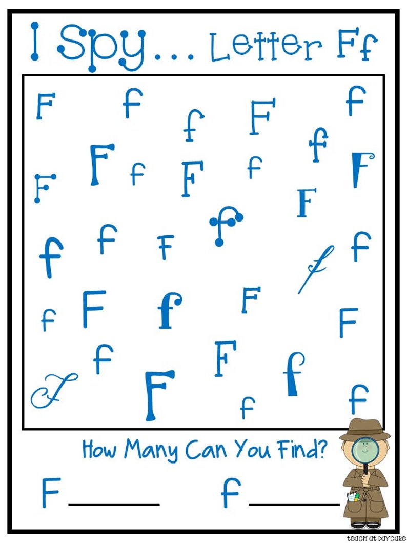 26 Alphabet I Spy Letters A-Z Games and Worksheets. Color & Black and ...