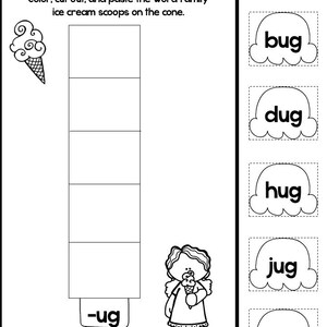 20 Printable Ice Cream Word Families Worksheets. Preschool Phonics ...