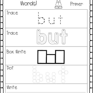 52 Printable Let's Learn Dolch Primer Sight Words Worksheets. Prek ...
