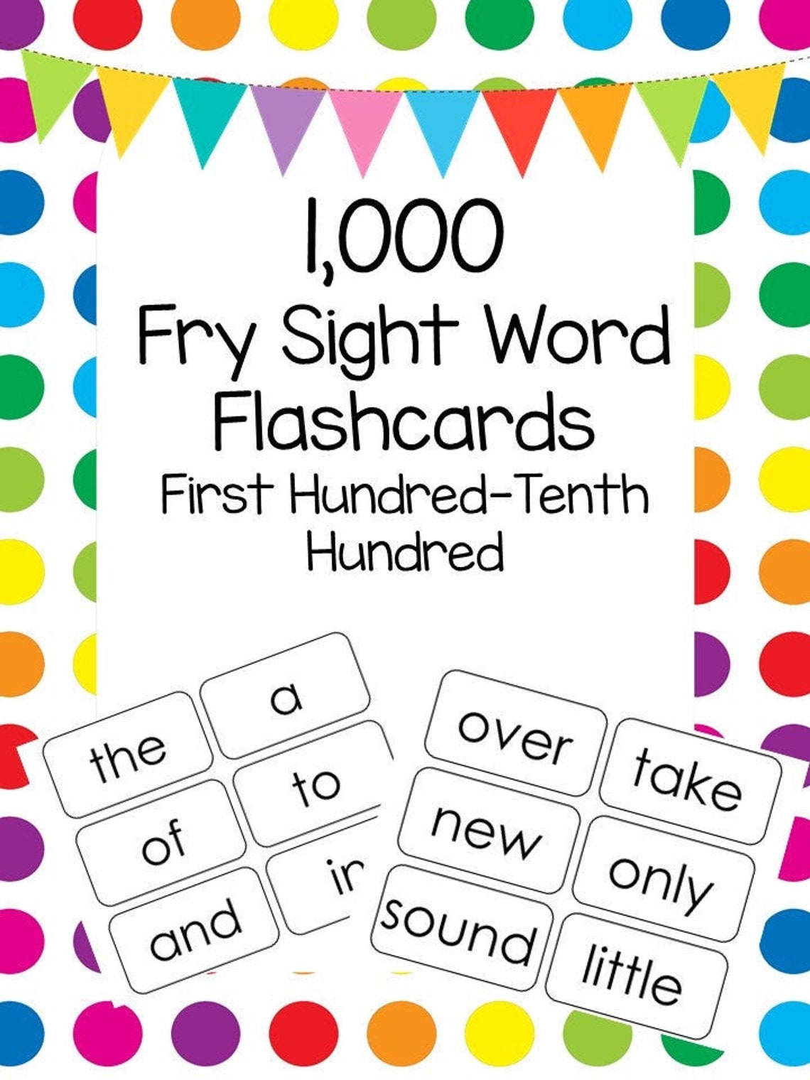 1,000 Fry Sight Word Flashcards in a ZIP File. Pre-k Through 5th Grade ...