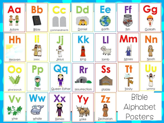 26 Printable Bible Alphabet Posters. Preschool-kindergarten - Etsy