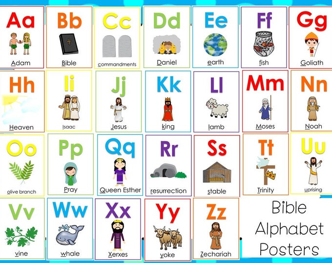 26 Printable Bible Alphabet Posters. Preschool-kindergarten - Etsy ...