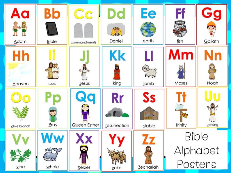 26 Printable Bible Alphabet Posters. Preschool-kindergarten - Etsy