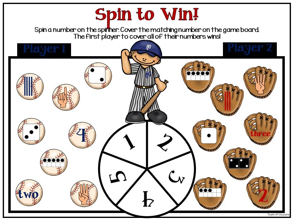 10 Printable Baseball Themed Kindergarten Math Center Games and ...