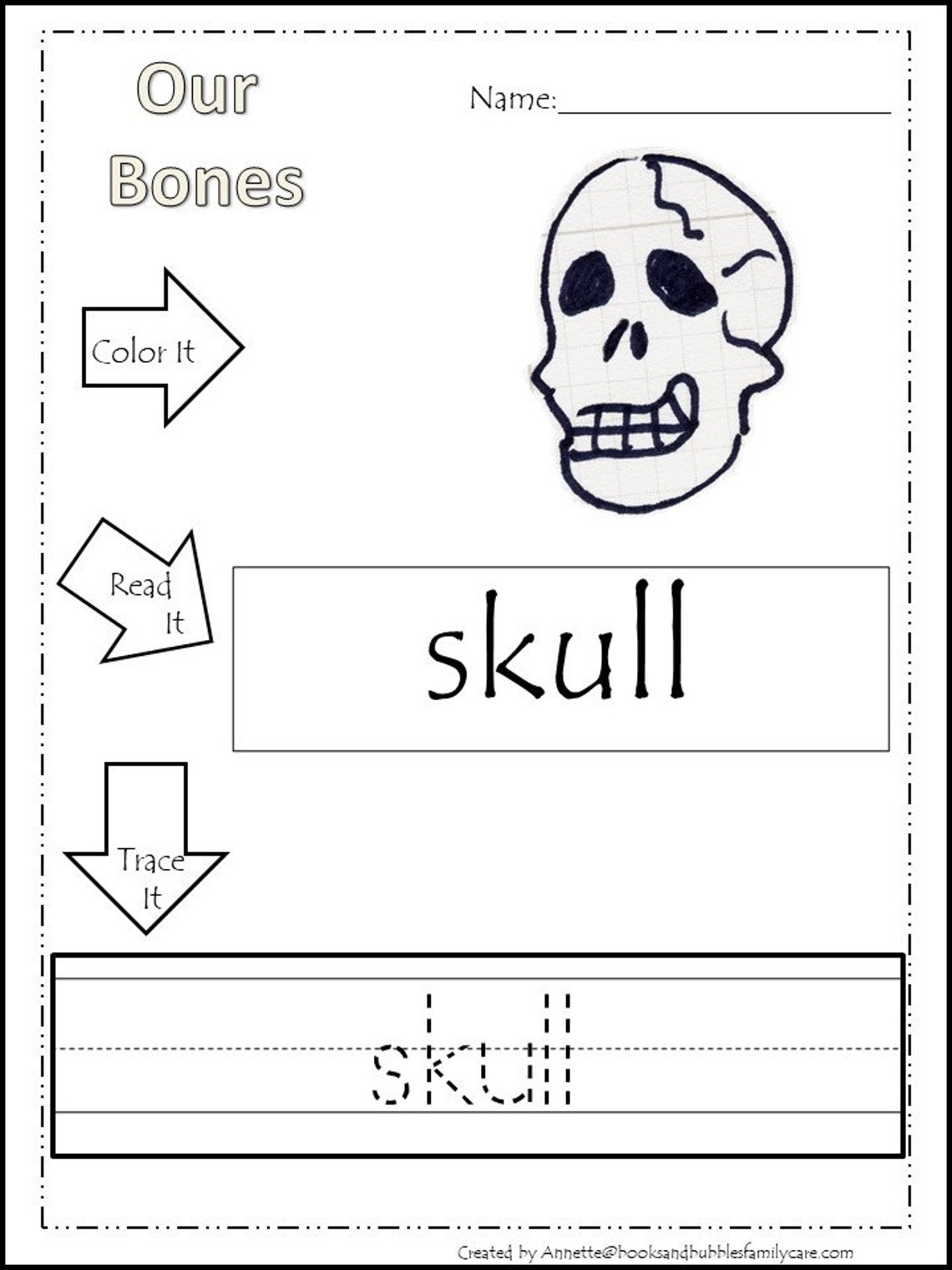 20 Our Bones Printable Worksheets. Color, Read, Trace. Preschool and ...
